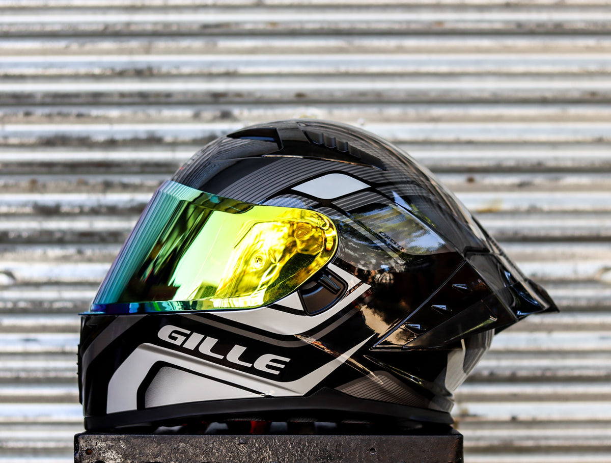 GILLE CIRCUIT GAUGE BLACK GRAY WHITE WITH FREE CLEAR LENS (DUAL VISOR ...