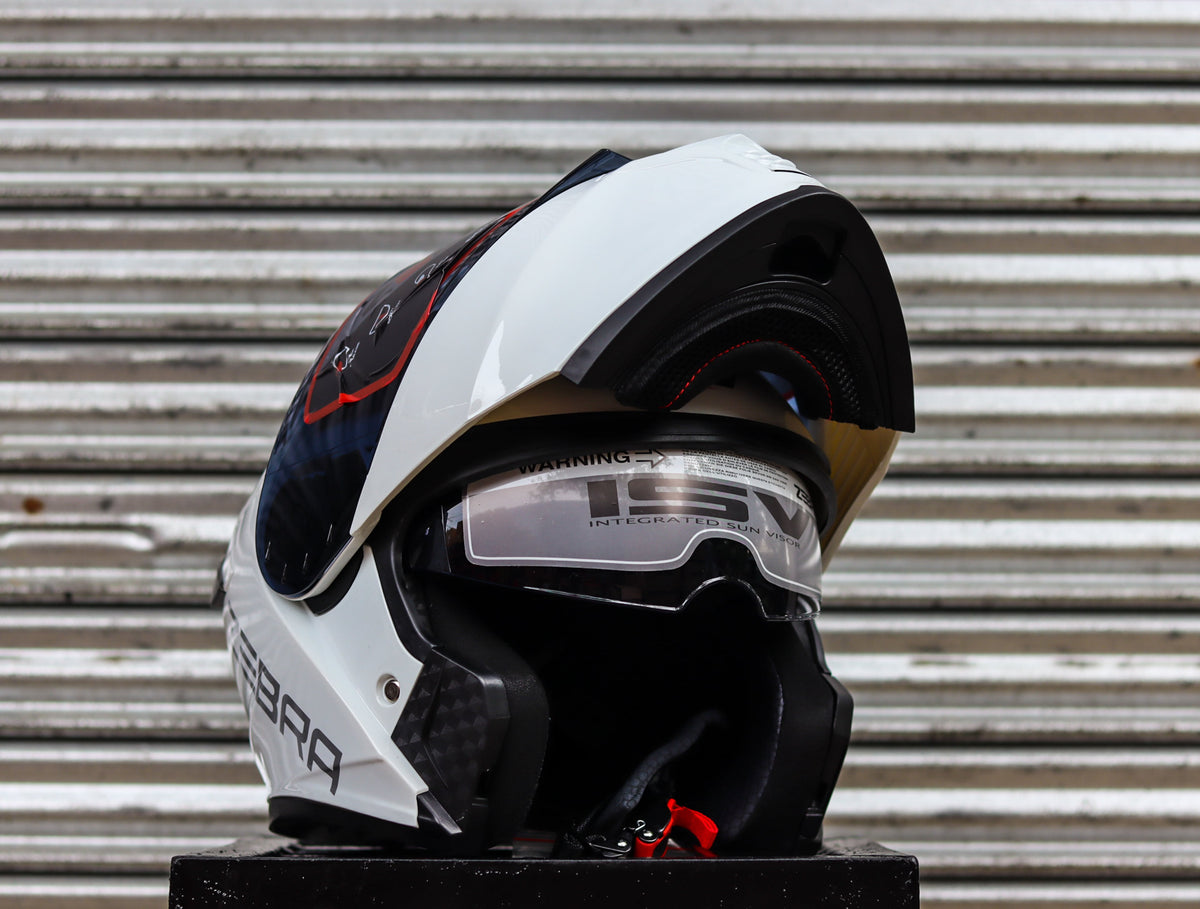 ZEBRA A113 RITZY WHITE (DUAL VISOR) WITH FREE CLEAR LENS – Kranos Gears