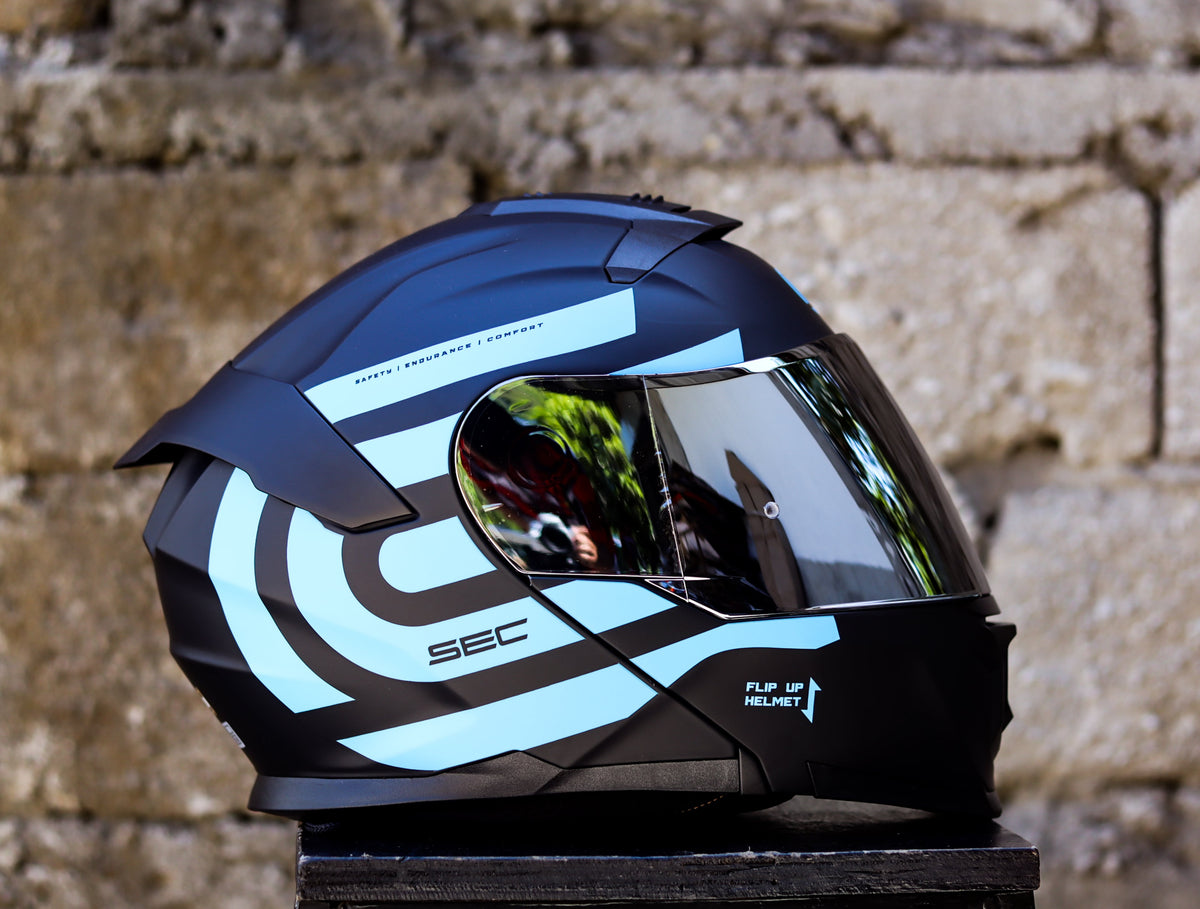 SEC PILOT BRAND MATTE BLACK BLUE (DUAL VISOR) – Kranos Gears
