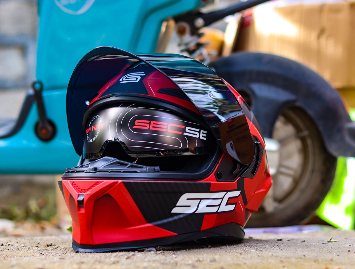 SEC ACE GAS BLACK RED!! WITH FREE CLEAR LENS (DUAL VISOR) – Kranos Gears
