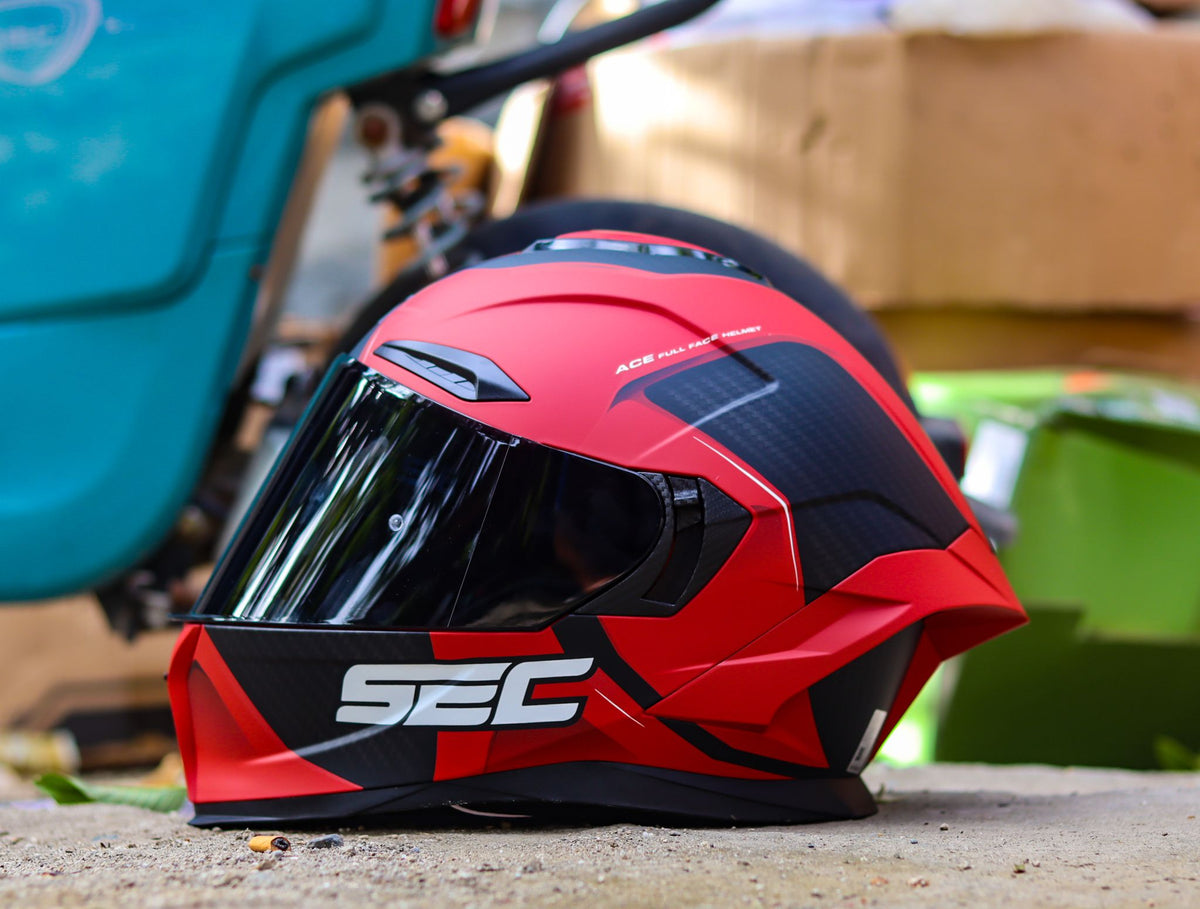 SEC ACE GAS BLACK RED!! WITH FREE CLEAR LENS (DUAL VISOR) – Kranos Gears