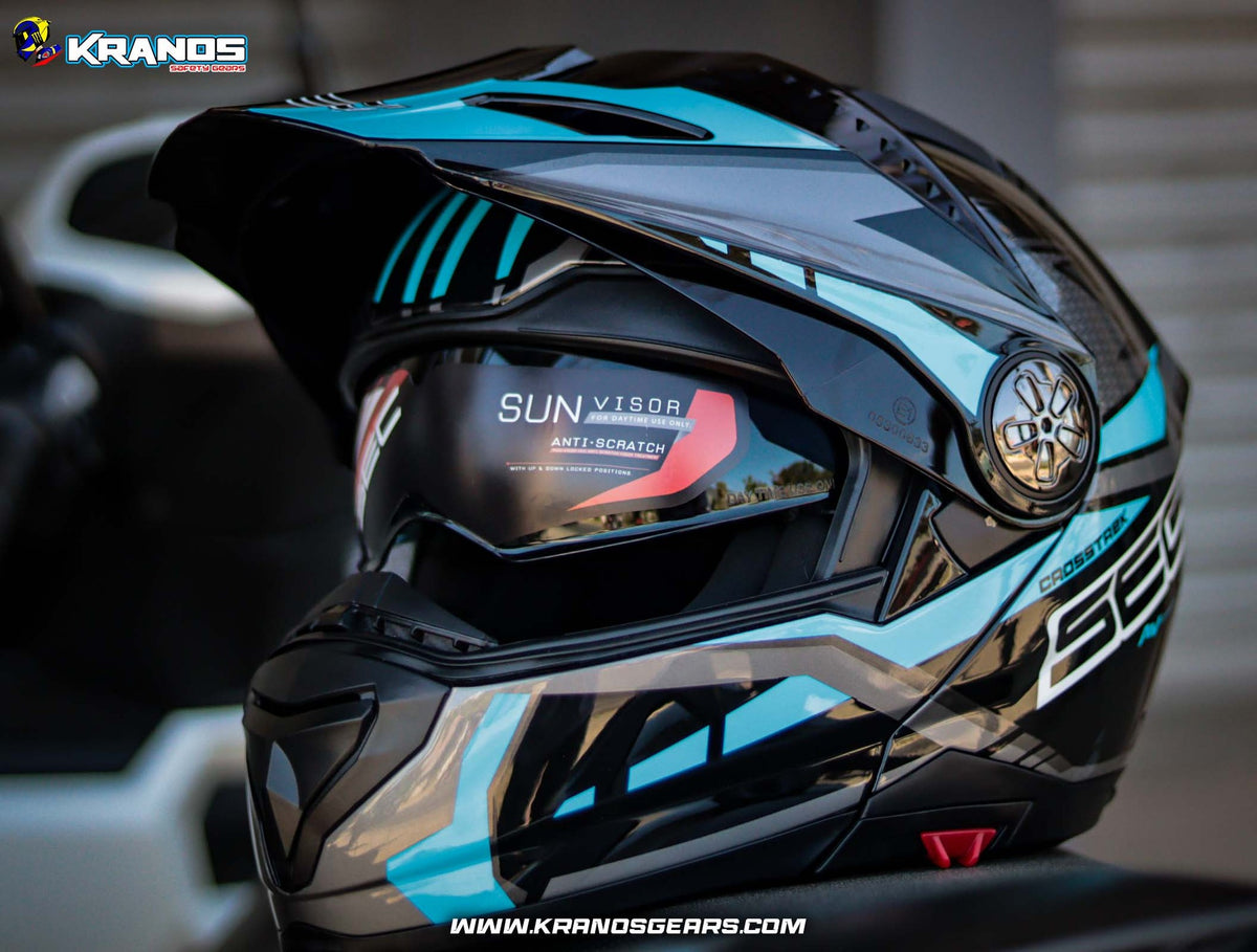 SEC CROSS TREK HORIZON BLACK BLUE!! WITH FREE CLEAR LENS (DUAL VISOR ...