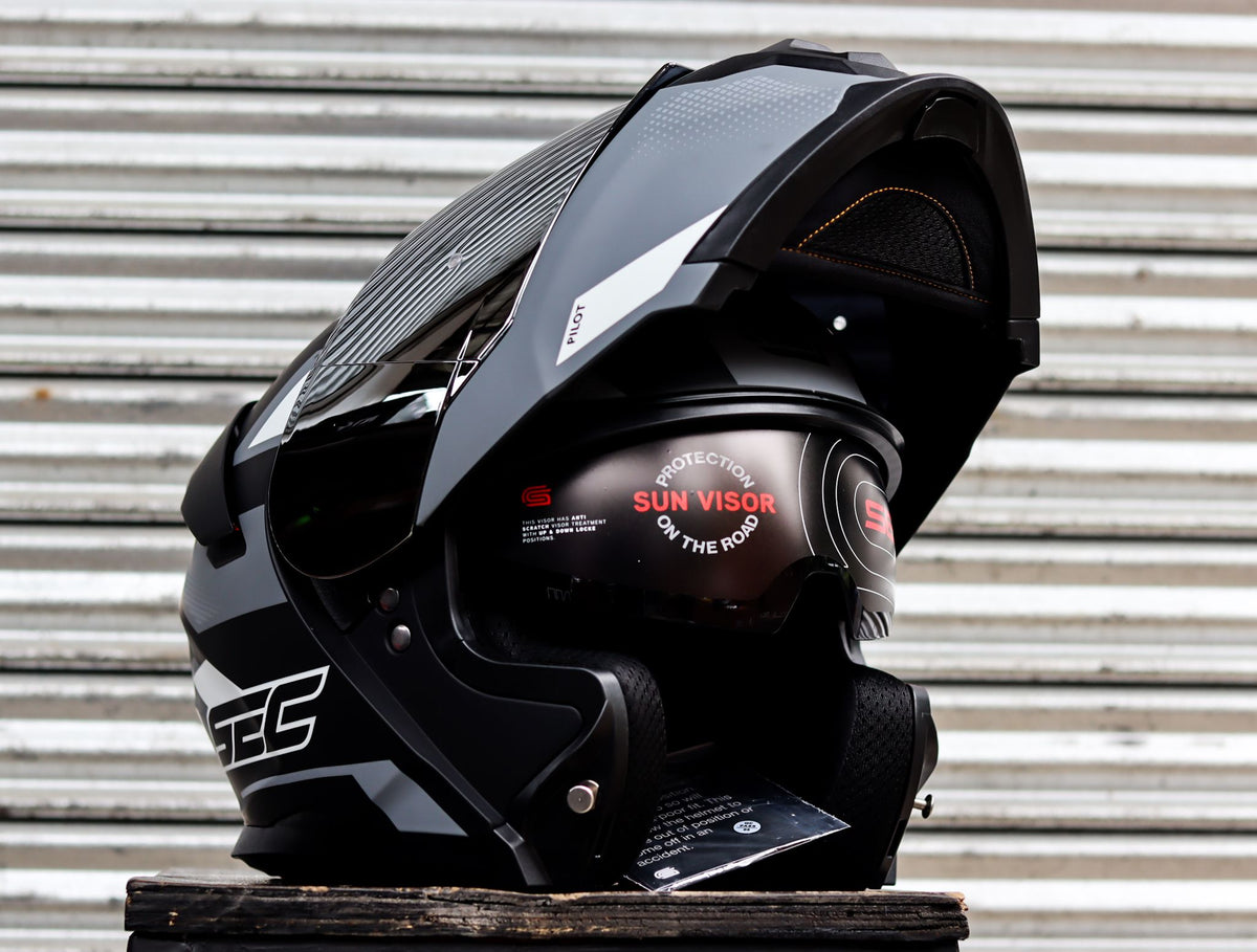 SEC PILOT FUTURE BLACK GRAY WHITE!!MODULAR WITH FREE CLEAR LENS (DUAL ...