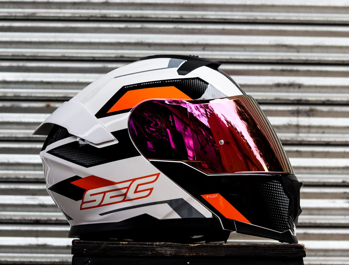 SEC PILOT FUTURE WHITE BLACK ORANGE!!MODULAR WITH FREE CLEAR LENS (DUA ...