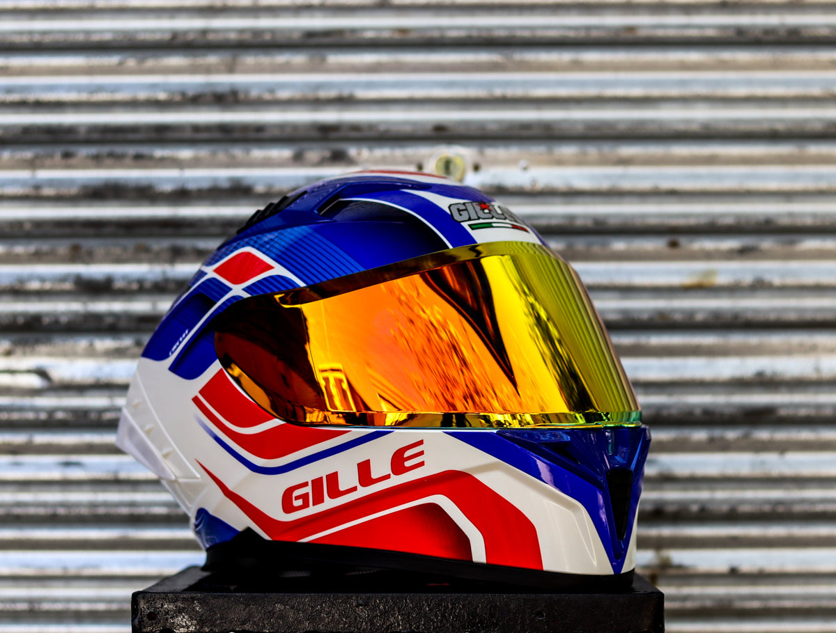 GILLE CIRCUIT GAUGE WHITE BLUE RED WITH FREE CLEAR LENS (DUAL VISOR ...