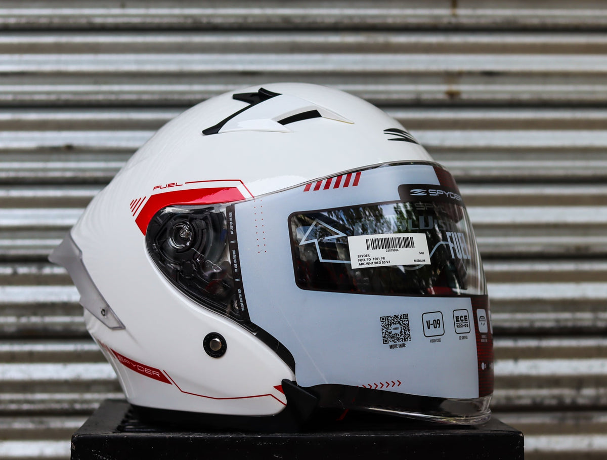 SPYDER FUEL PD 1601 FR ARTIC WHITE RED SO V2 DUAL VISOR WITH FREE CLEA ...