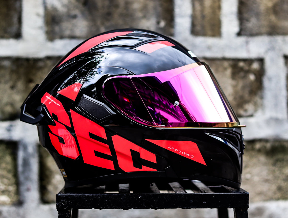 SEC WHIRLWIND V2 SOLID BLACK RED!!MODULAR WITH FREE CLEAR LENS (DUAL V ...