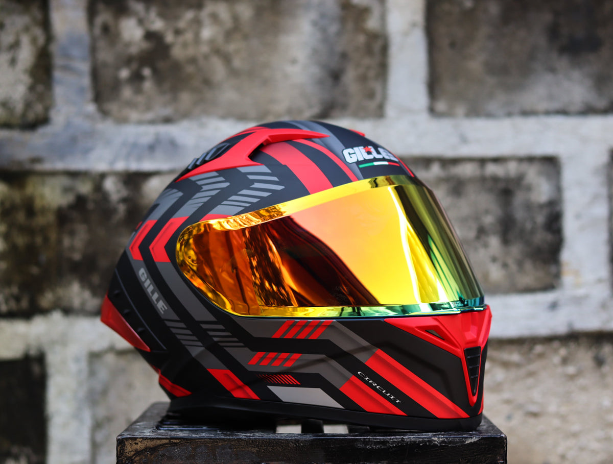 GILLE CIRCUIT MONACO MATTE BLACK GRAY RED DUAL VISOR WITH FREE CLEAR L ...