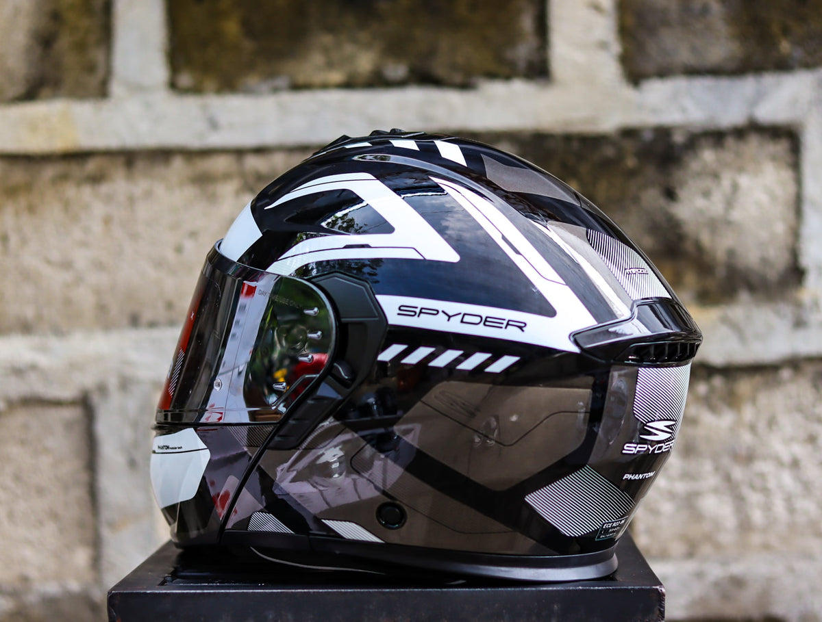 SPYDER PHANTOM GD 3111 SS BLACK WHITE MODULAR DUAL VISOR WITH FREE CLE ...