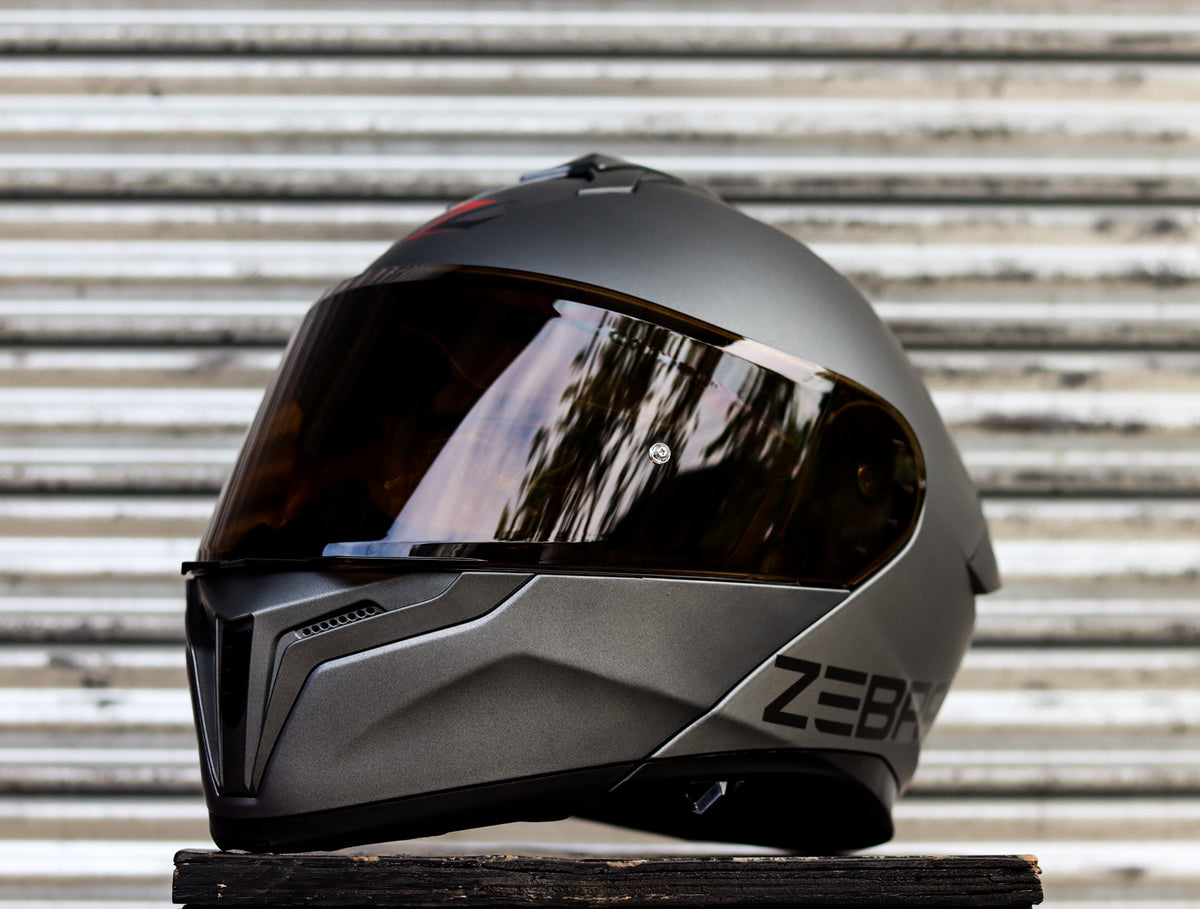 ZEBRA 767 MATTE HONDA GRAY MODULAR (DUAL VISOR) WITH FREE CLEAR LENS ...