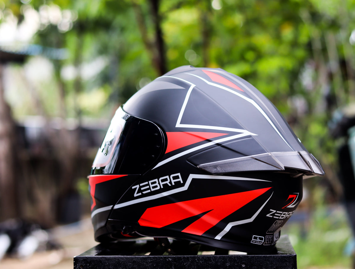ZEBRA RITZY #1 EDGE MATTE BLACK RED (DUAL VISOR) WITH FREE CLEAR LENS ...