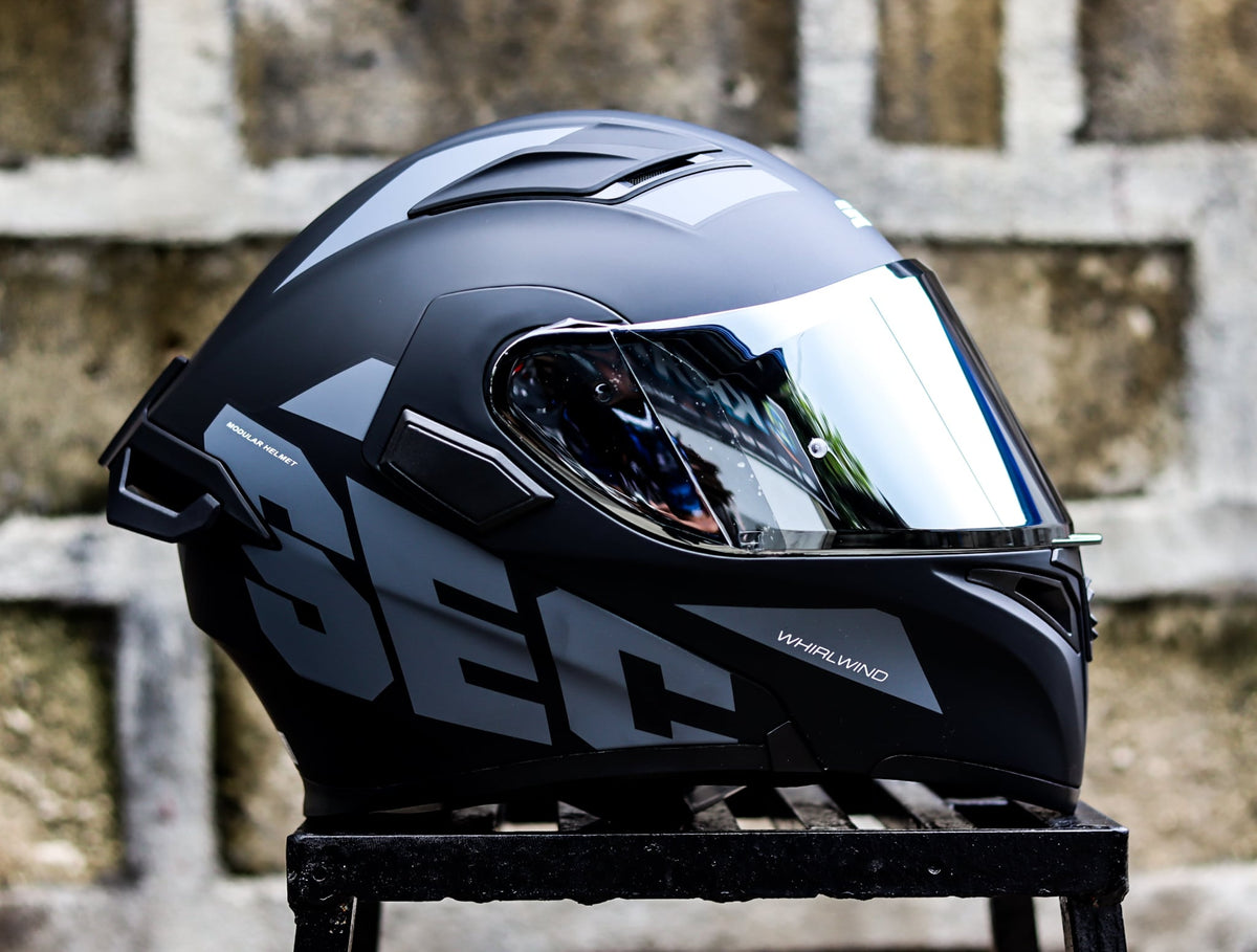 SEC 06039 WHIRLWIND V2 SOLID MATTE BLACK BLACK (DUAL VISOR) – Kranos Gears