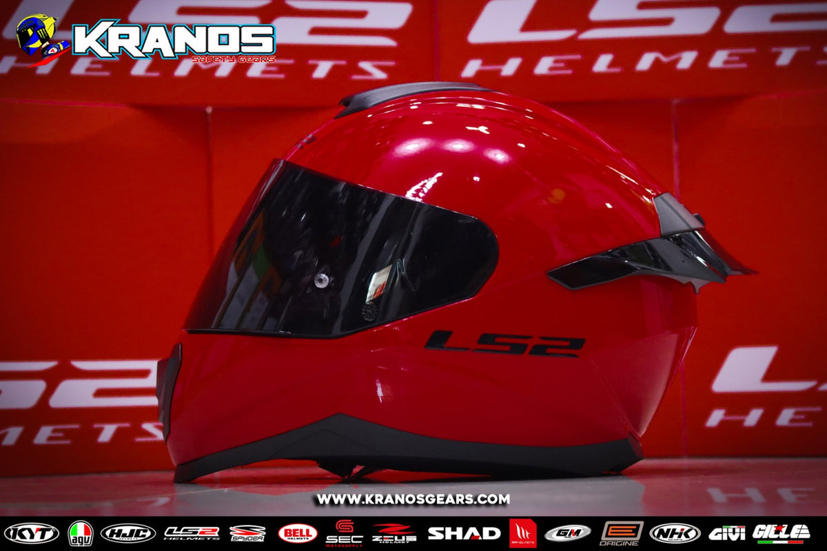 LS2 FF802 XV FLASH MONO GLOSS RED!! WITH FREE CLEAR LENS (SINGLE VISOR ...