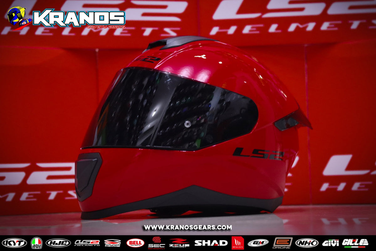LS2 FF802 XV FLASH MONO GLOSS RED!! WITH FREE CLEAR LENS (SINGLE VISOR ...